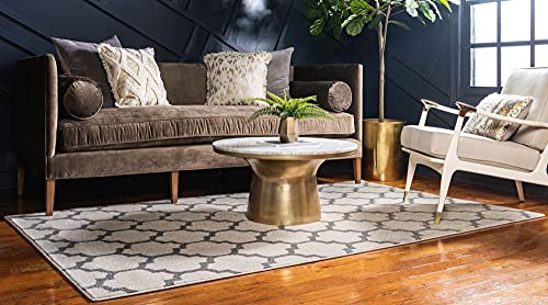 Unique Loom Trellis Collection Modern Morroccan Inspired with Lattice Design Area Rug, Rectangular 4' 1" x 6' 1", Beige and Gray/Gray