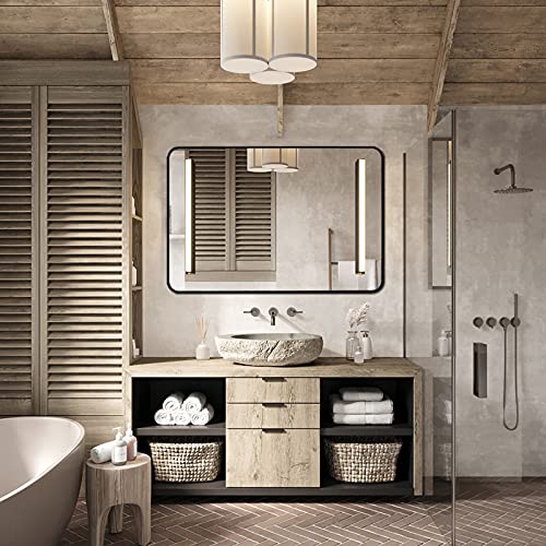 Wall Mirror 30x40 Inch Bathroom Mirror Wall-Mounted Mirror 40 x 30 Vanity Mirror for Vertical or Horizontal Hanging Rectangle Modern Mirror with Black Frame