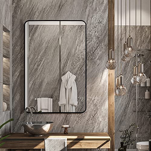 Wall Mirror 30x40 Inch Bathroom Mirror Wall-Mounted Mirror 40 x 30 Vanity Mirror for Vertical or Horizontal Hanging Rectangle Modern Mirror with Black Frame