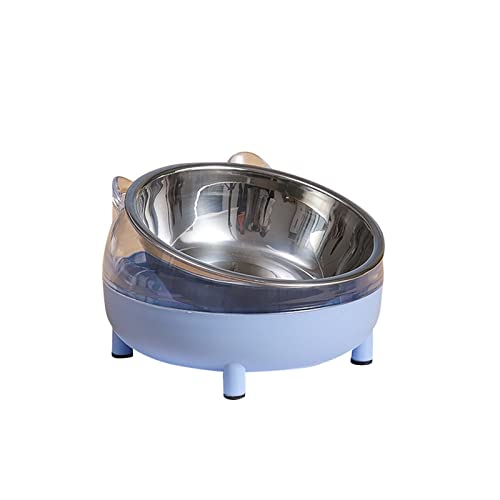 FUUIE Bowls for Food and Water Creative Cat Feeding Bowl Separable Stainless Steel Pet Feeder/Drinking Bowl for Small Medium Cat Dog Transparent Food Storager (Color : Blue Double Bowl)