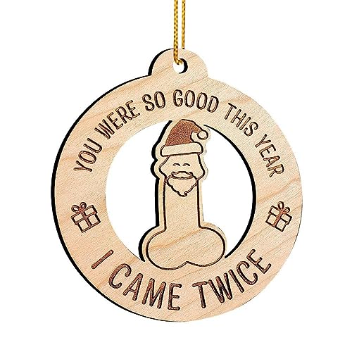 Funny Christmas Ornaments, Funny Wooden Penis Christmas Tree Ornament, Hanging for Car Pendant Mirror, Gag Rearview Gift for
