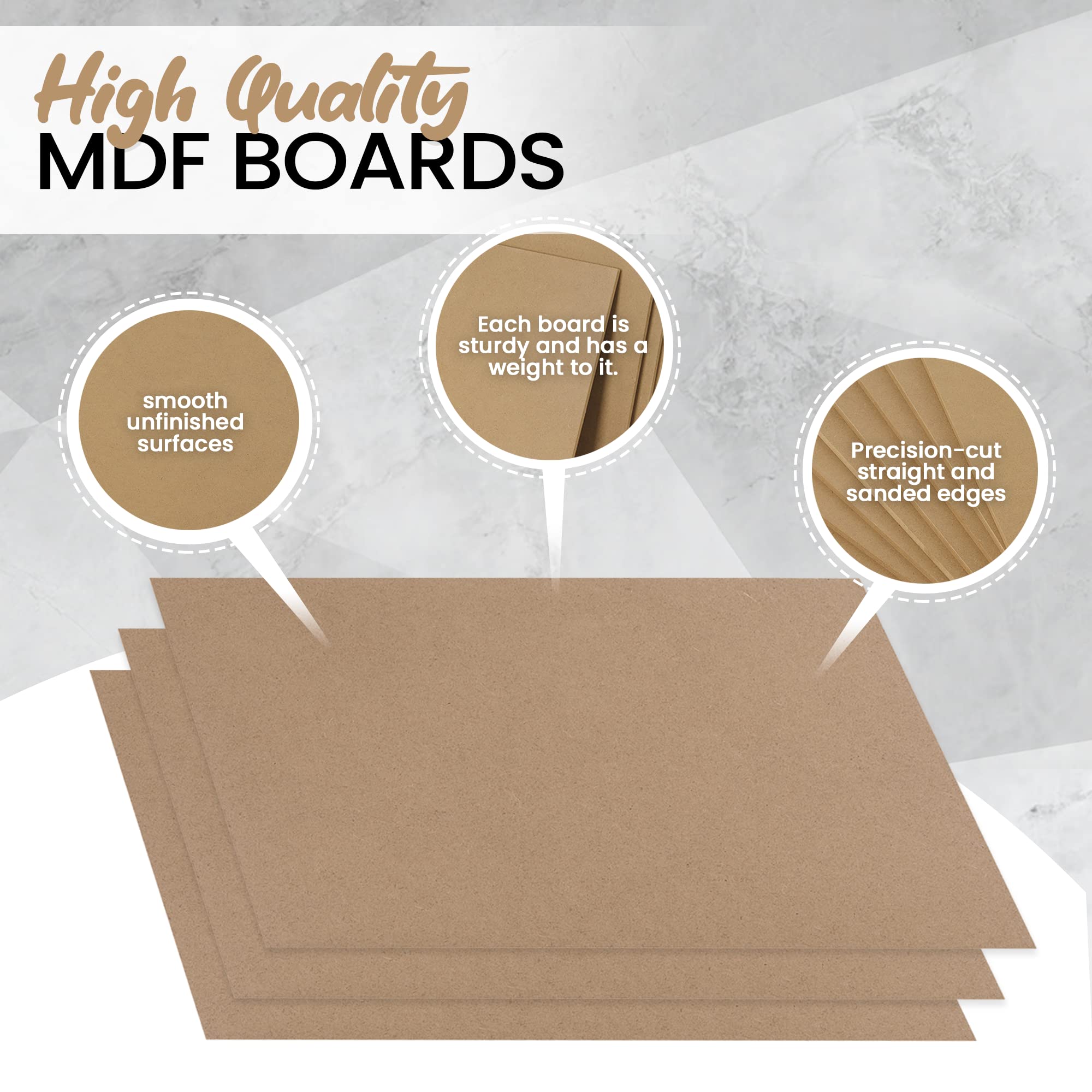 (8-Pack) CalPalmy 8” x 10” MDF Boards - 2mm Thick Boards for Carpentry, Interior Design, Hobby Crafts, and More - with Smooth, Unfinished Sides and Sanded Edges