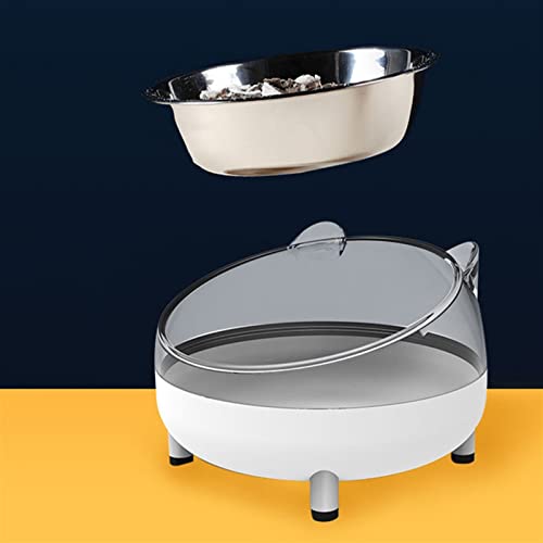 FUUIE Bowls for Food and Water Creative Cat Feeding Bowl Separable Stainless Steel Pet Feeder/Drinking Bowl for Small Medium Cat Dog Transparent Food Storager (Color : Blue Double Bowl)