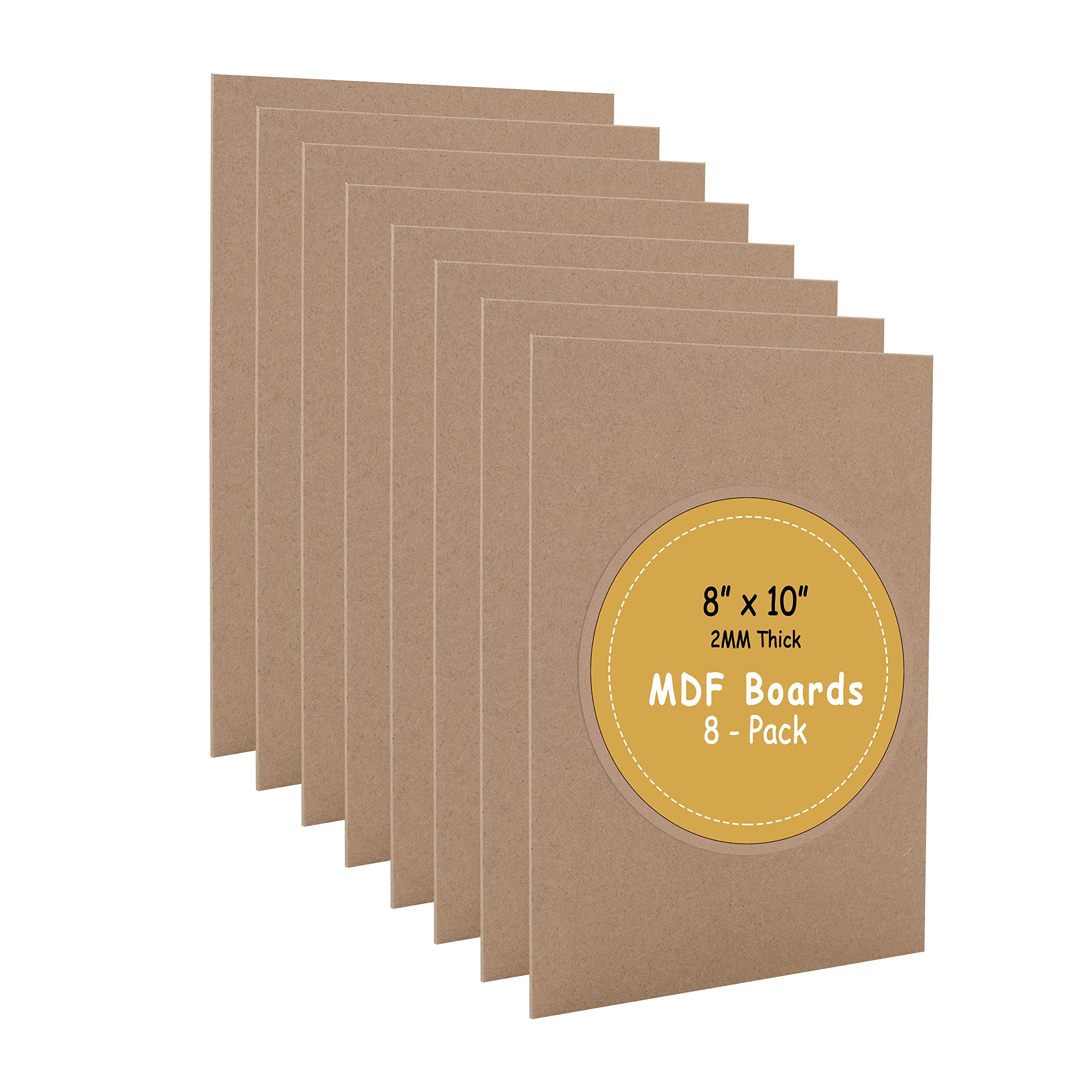 (8-Pack) CalPalmy 8ā x 10ā MDF Boards - 2mm Thick Boards for Carpentry, Interior Design, Hobby Crafts, and More - with Smooth, Unfinished Sides and Sanded Edges