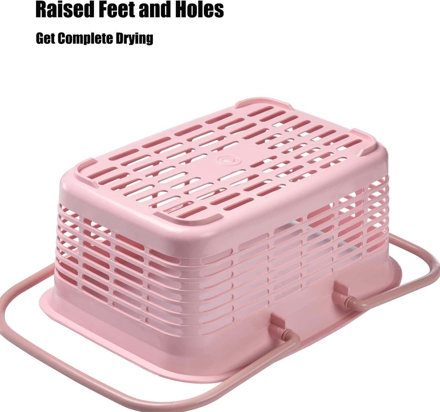 ALINK Plastic Shower Caddy Basket with Handle, Portable Organizer Storage Basket for College Dorm, Bathroom, Kitchen - Pink