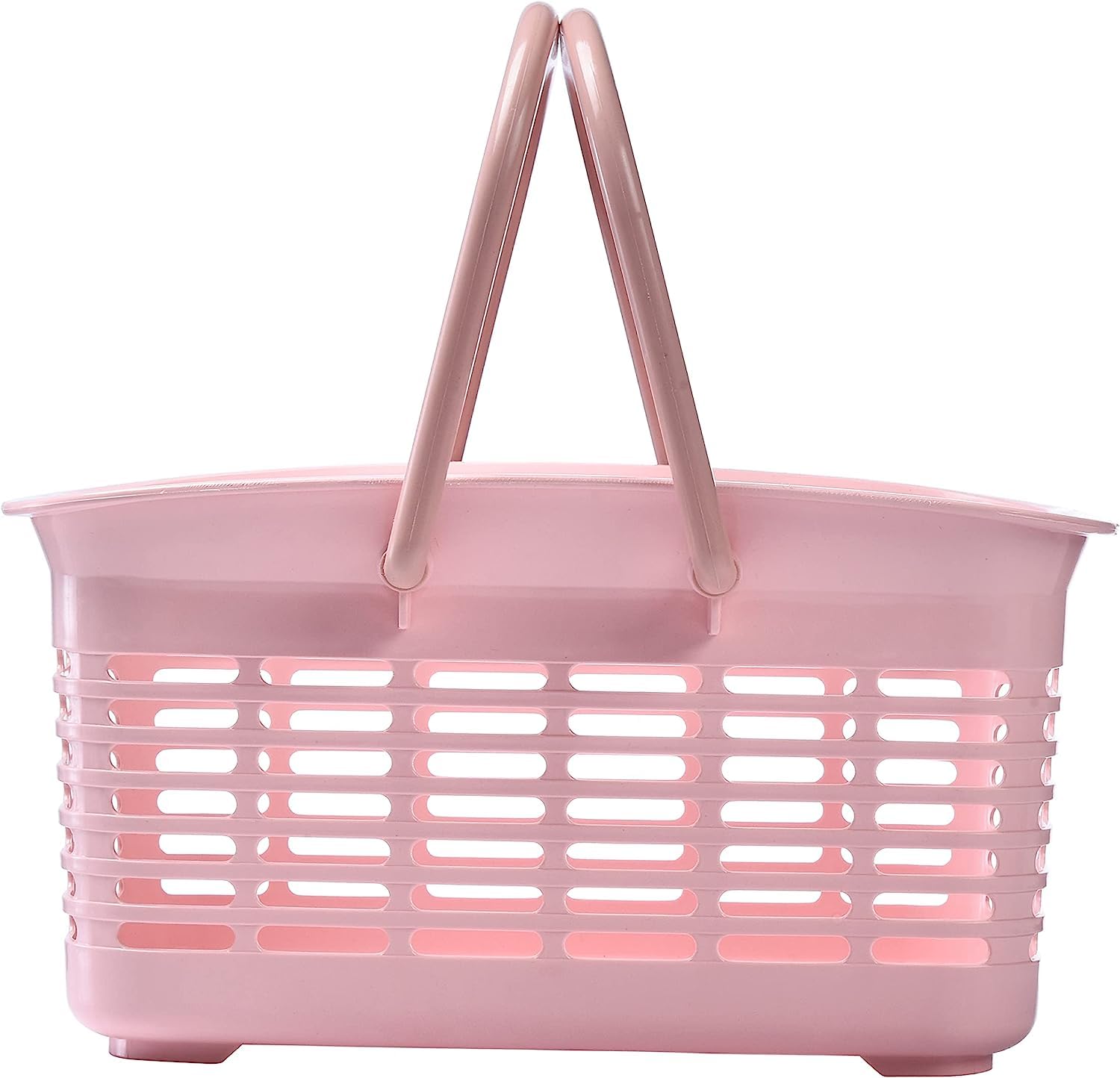 ALINK Plastic Shower Caddy Basket with Handle, Portable Organizer Storage Basket for College Dorm, Bathroom, Kitchen - Pink