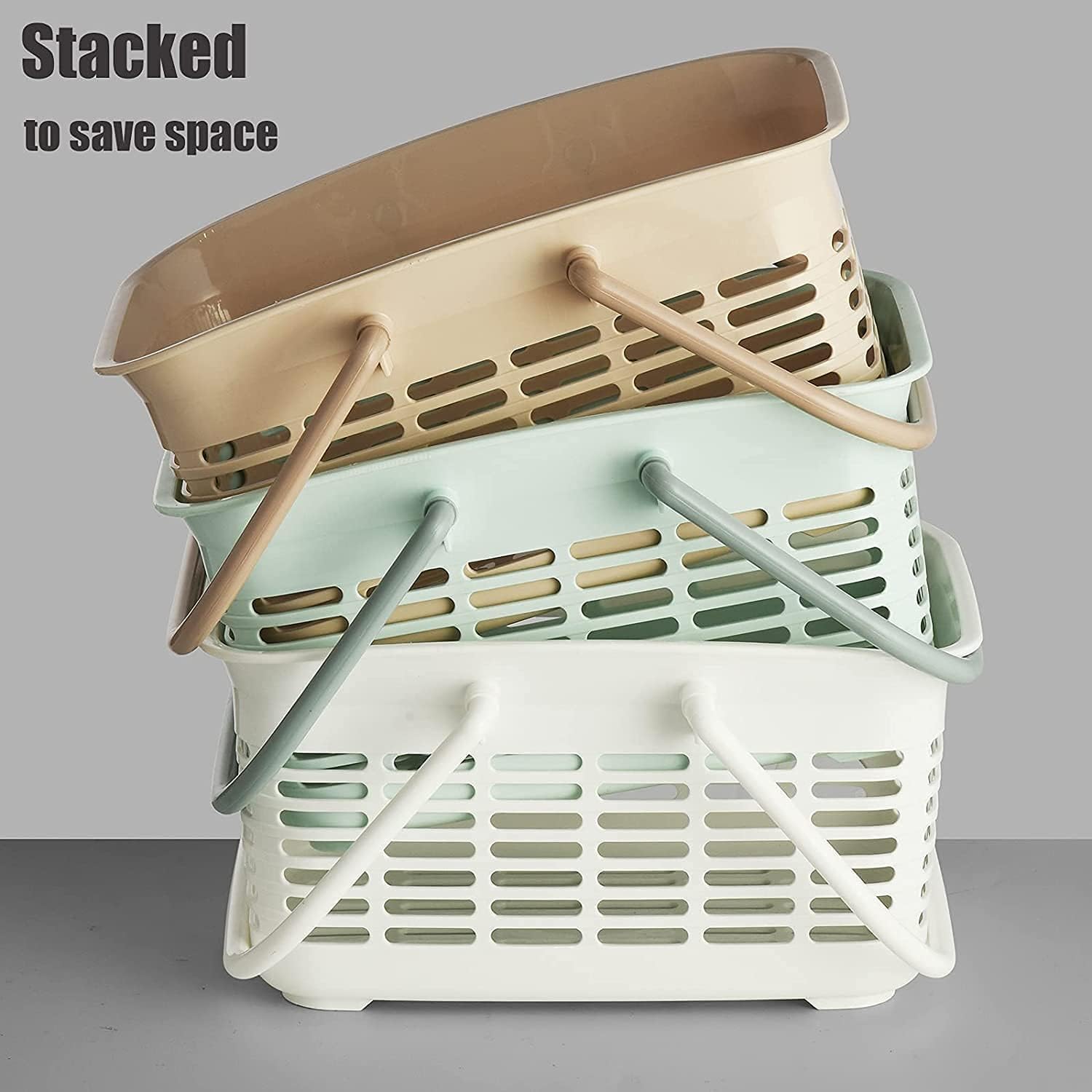 ALINK Plastic Shower Caddy Basket with Handle, Portable Organizer Storage Basket for College Dorm, Bathroom, Kitchen - Pink
