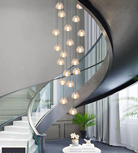 L157in Modern Chandelier for High Ceiling Living Room Crystal Lights Pendants Light Enterway Foyer Chandeliers Lighting Fixture Chrome Light 20-Lights LED Light Bulbs Included