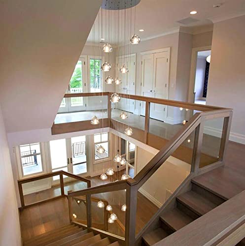 L157in Modern Chandelier for High Ceiling Living Room Crystal Lights Pendants Light Enterway Foyer Chandeliers Lighting Fixture Chrome Light 20-Lights LED Light Bulbs Included