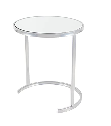 Deco 79 Metal Nesting Accent Table with Mirrored Glass Top, Set of 3 21", 19", 17"H, Silver