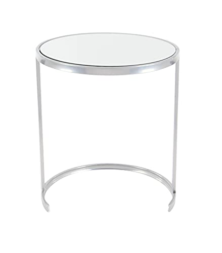 Deco 79 Metal Nesting Accent Table with Mirrored Glass Top, Set of 3 21", 19", 17"H, Silver