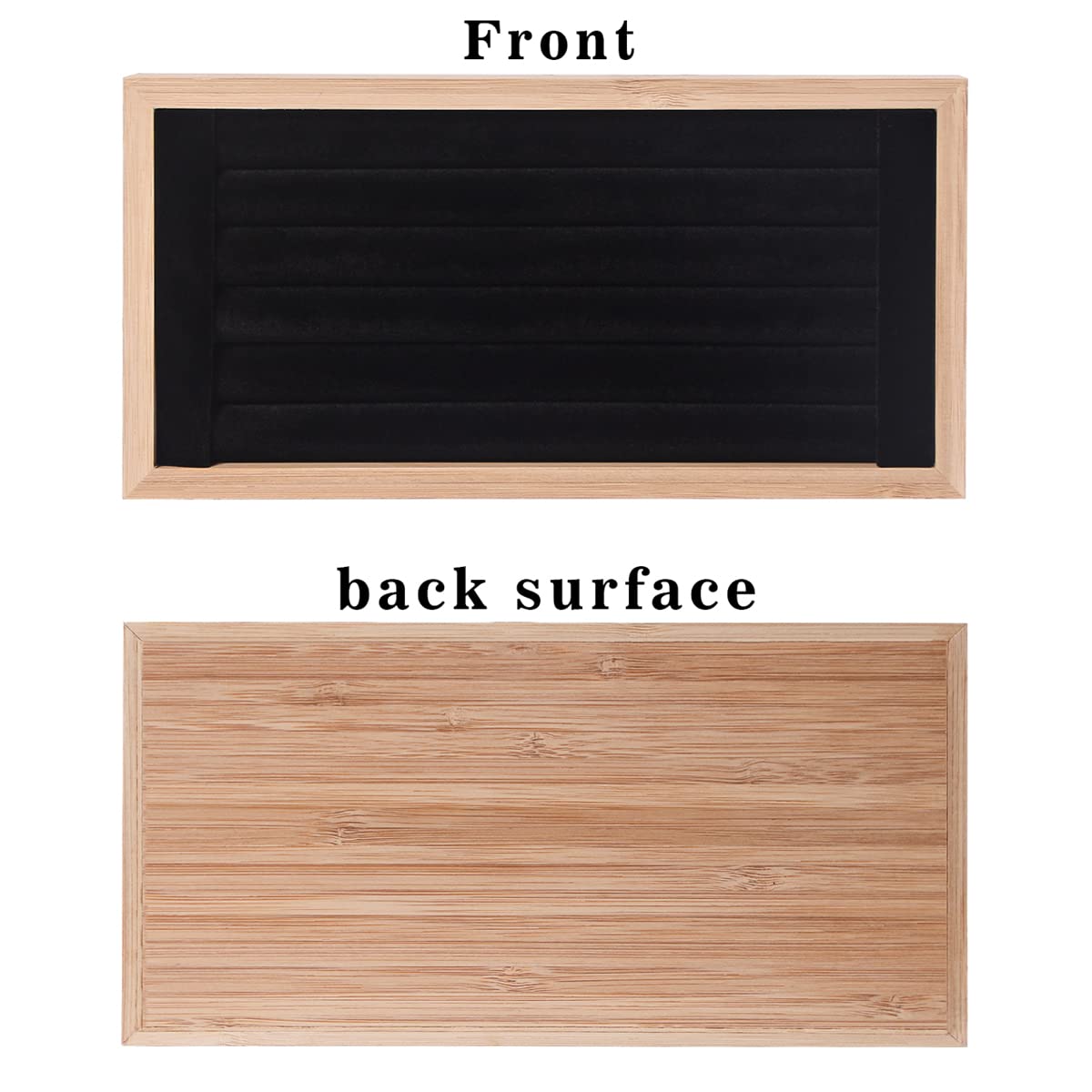 Coward Bamboo Ring Display Holder Jewelry Storage Tray Organizer Ring Stand For Show(Black)