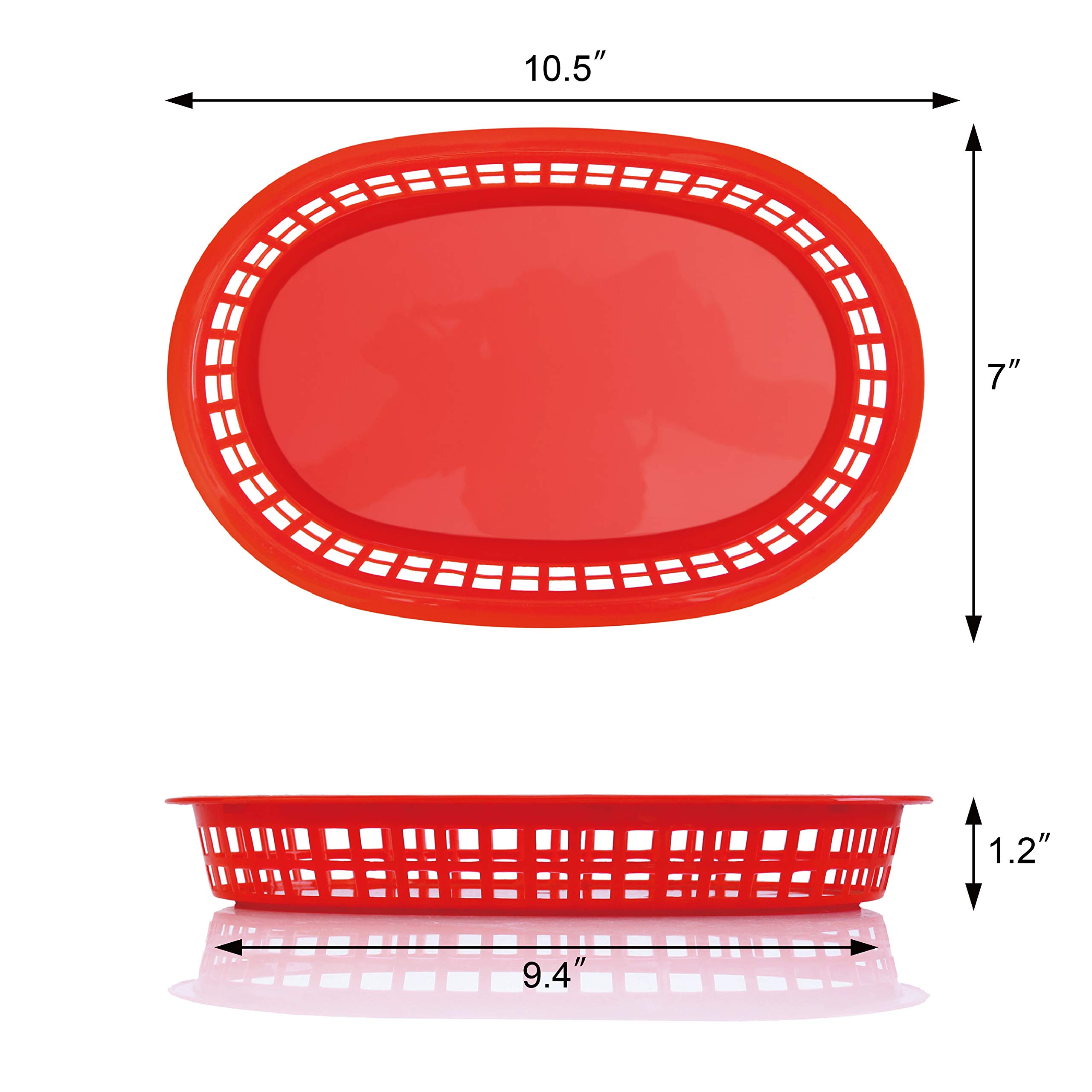 New Star Foodservice 44065 Fast Food Baskets, 10.5 x 7 Inch, Set of 12, Red