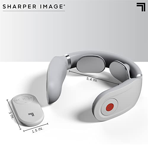 Sharper Image Neck Tens Muscle Stimulator with Soothing Heat & Wireless Remote, Pain Relief Therapy with 3 Massage Modes & 15 Intensity Levels, USB Rechargeable, 4 Hour Battery Life