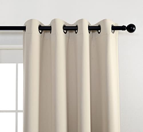 MIUCO Room Darkening Grommet Blackout Window Curtains for Living Room Curtains Panels Set of 2 52x63 Inch Begie, 2 Tie Backs Included
