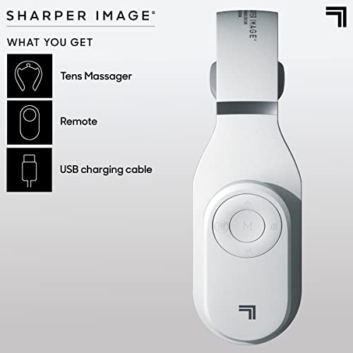 Sharper Image Neck Tens Muscle Stimulator with Soothing Heat & Wireless Remote, Pain Relief Therapy with 3 Massage Modes & 15 Intensity Levels, USB Rechargeable, 4 Hour Battery Life