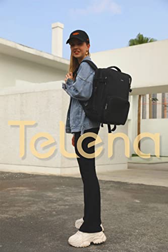 Telena Travel Backpack for Women Large Carry On Backpack Airline Approved Personal Item Backpack with USB Charging Port Waterproof Casual Bag, Black