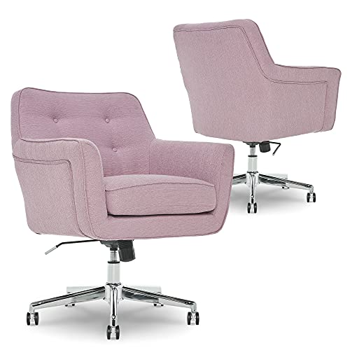 Serta Ashland Ergonomic Home Office Chair with Memory Foam Cushioning Chrome-Finished Stainless Steel Base, 360-Degree Mobility, Lilac