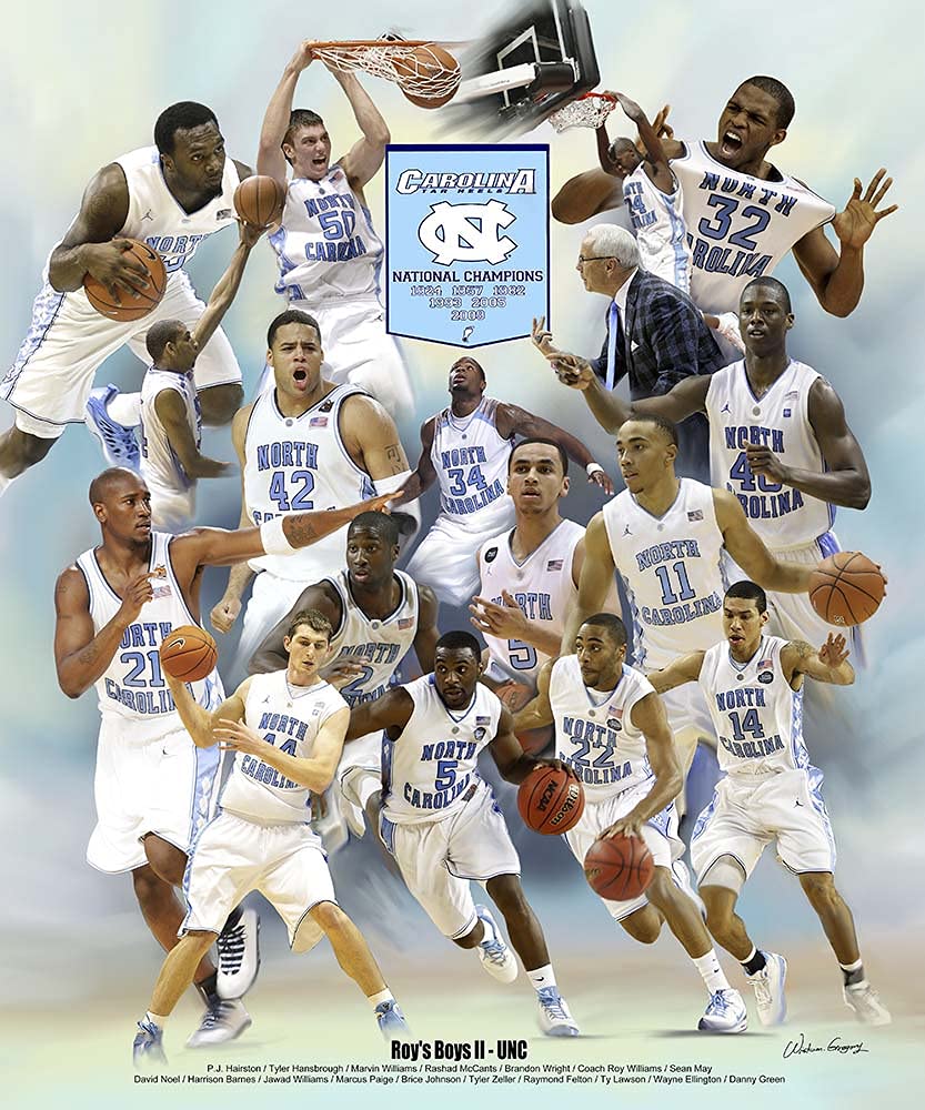 Roys Boys UNC II, Wishum Gregory Wall Art, Print Poster, Paper Size 20" x 16" Image Size 20" x 16"