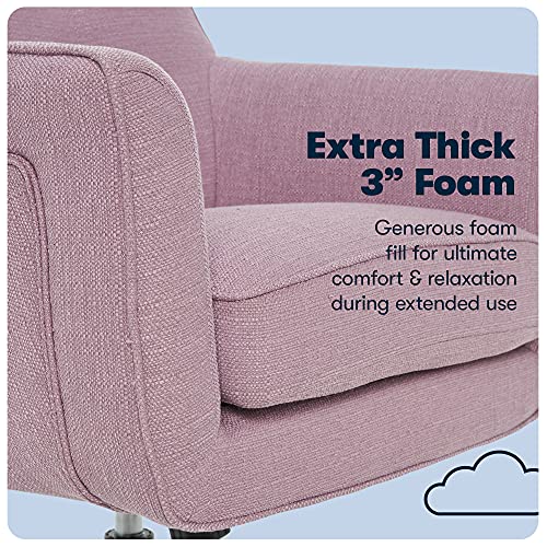 Serta Ashland Ergonomic Home Office Chair with Memory Foam Cushioning Chrome-Finished Stainless Steel Base, 360-Degree Mobility, Lilac