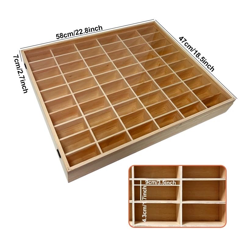 Wooden Wall Mount Display Case for Hot Wheels, with Dust Resistant Door, Matchbox 1/64 Scale Diecast Model Cars Display Storage Organizer Case, Stores up to 60 Cars
