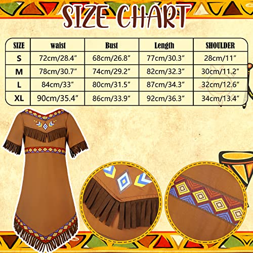Boyiee 4 Pcs Mardi Gras Girl Native American Costume Set Indian Native Princess Costume for Carnival Halloween Cosplay Party (L)