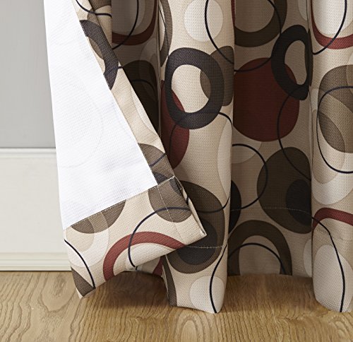 No. 918 Celestial Celestial Print Semi-Sheer Grommet Curtain Panel, 48" x 84", Paprika