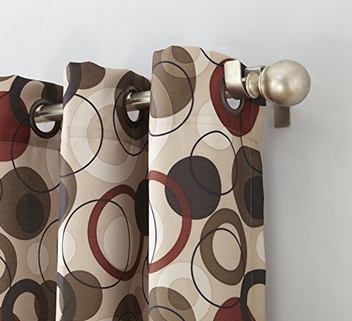 No. 918 Celestial Celestial Print Semi-Sheer Grommet Curtain Panel, 48" x 84", Paprika