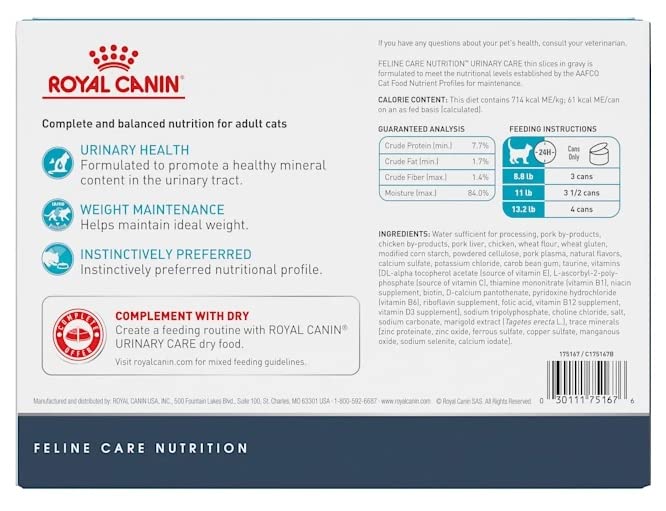 Royal Canin Feline Urinary Care Thin Slices in Gravy Wet Cat Food, 3 oz., Count of 12 Cans. (Packaging May Vary), 3 Ounce (Pack of 12)