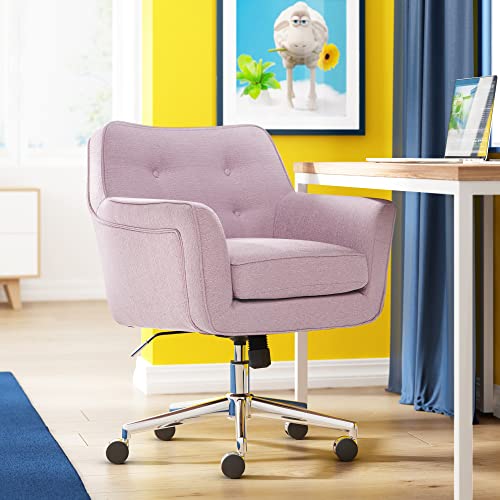 Serta Ashland Ergonomic Home Office Chair with Memory Foam Cushioning Chrome-Finished Stainless Steel Base, 360-Degree Mobility, Lilac