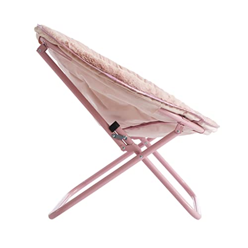 Urban Shop Faux Fur with Holographic Trim Foldable Saucer Chair, Blush