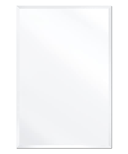 USHOWER 30 x 40 Inch Frameless Beveled Mirror, Rectangle Wall Mirror for Bathroom, Vanity, Beautiful and Simple Looking