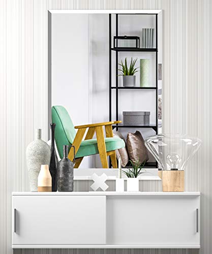 USHOWER 30 x 40 Inch Frameless Beveled Mirror, Rectangle Wall Mirror for Bathroom, Vanity, Beautiful and Simple Looking