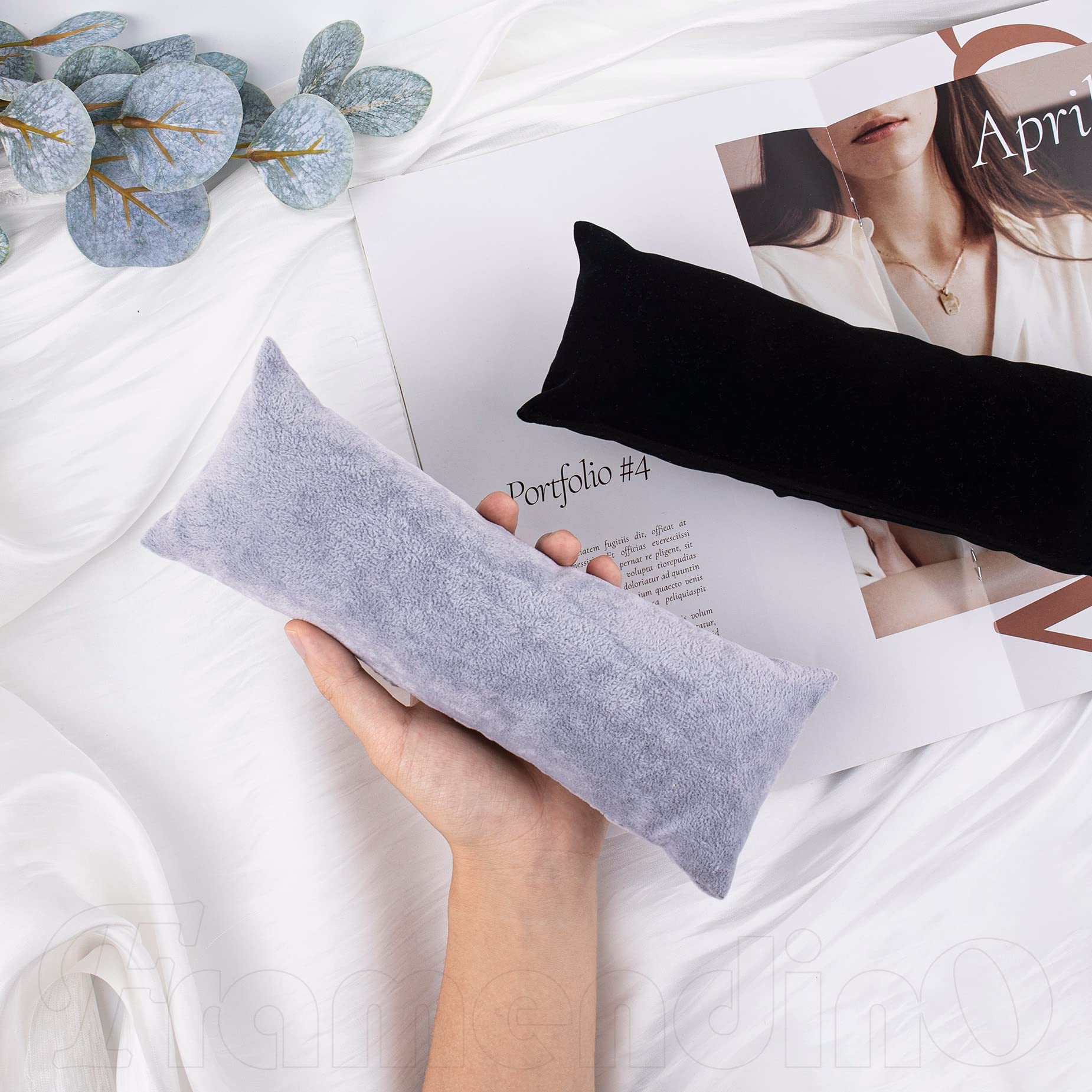 Framendino, 2 Pack Watch Pillow Long Velvet Bracelet Display Jewelry Displays for Stand Organizer