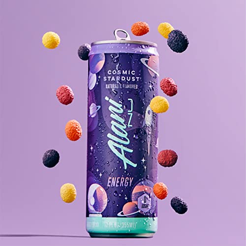 Alani Nu Sugar-Free Energy Drink, Pre-Workout Performance, Cosmic Stardust, 12 oz Cans (Pack of 12)