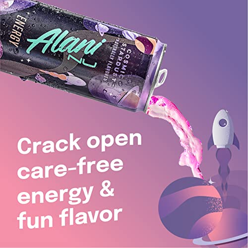 Alani Nu Sugar-Free Energy Drink, Pre-Workout Performance, Cosmic Stardust, 12 oz Cans (Pack of 12)