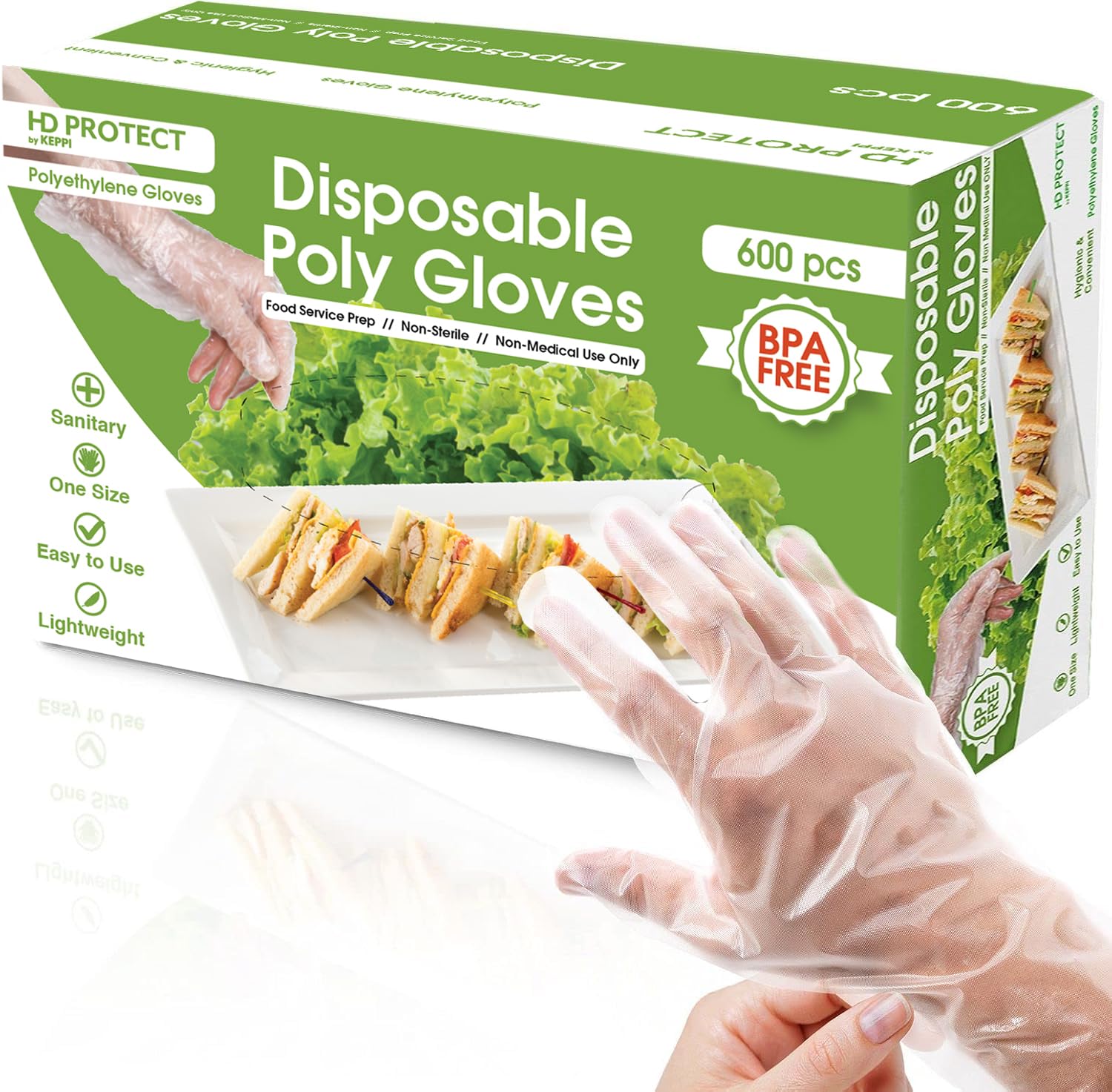 Keppi 600pcs Plastic Gloves | BPA & Latex Free | Perfect Food Handling Gloves | Food Safe Disposable Gloves for Cooking | Bulk Food Safe Gloves | One Size Great Fit
