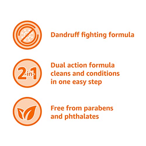 Amazon Basics 2-in-1 Dandruff Shampoo and Conditioner for Men, Smooth Spice Scent, 14.2 Fluid Ounces, Pack of 6