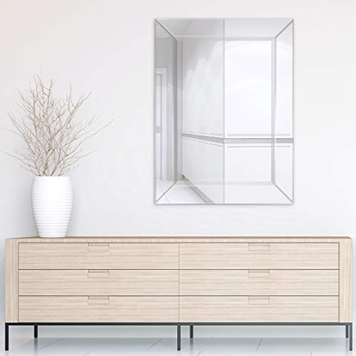 Empire Art Direct Solid Wood Frame Wall Mirror Covered with Beveled Mirror Panels, 1"-beveled Center Mirror, Vanity, Bathroom, Living Room & Bedroom, 40" x 30", Ready to Hang