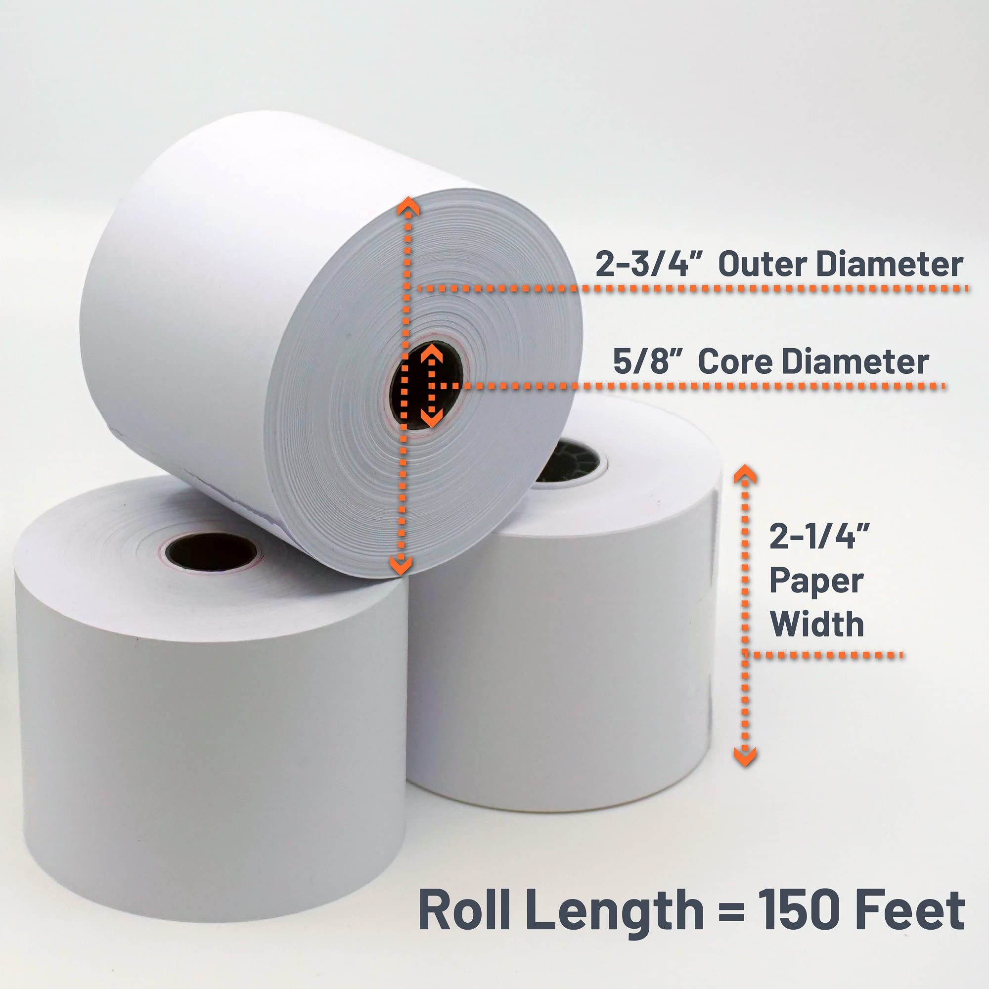 Victor 7050 Compact White Paper Rolls for Handheld and Portable Printing Calculators/Adding Machines/Ink Print Cash Registers 2.25β W x 150' FT (3-Pack)