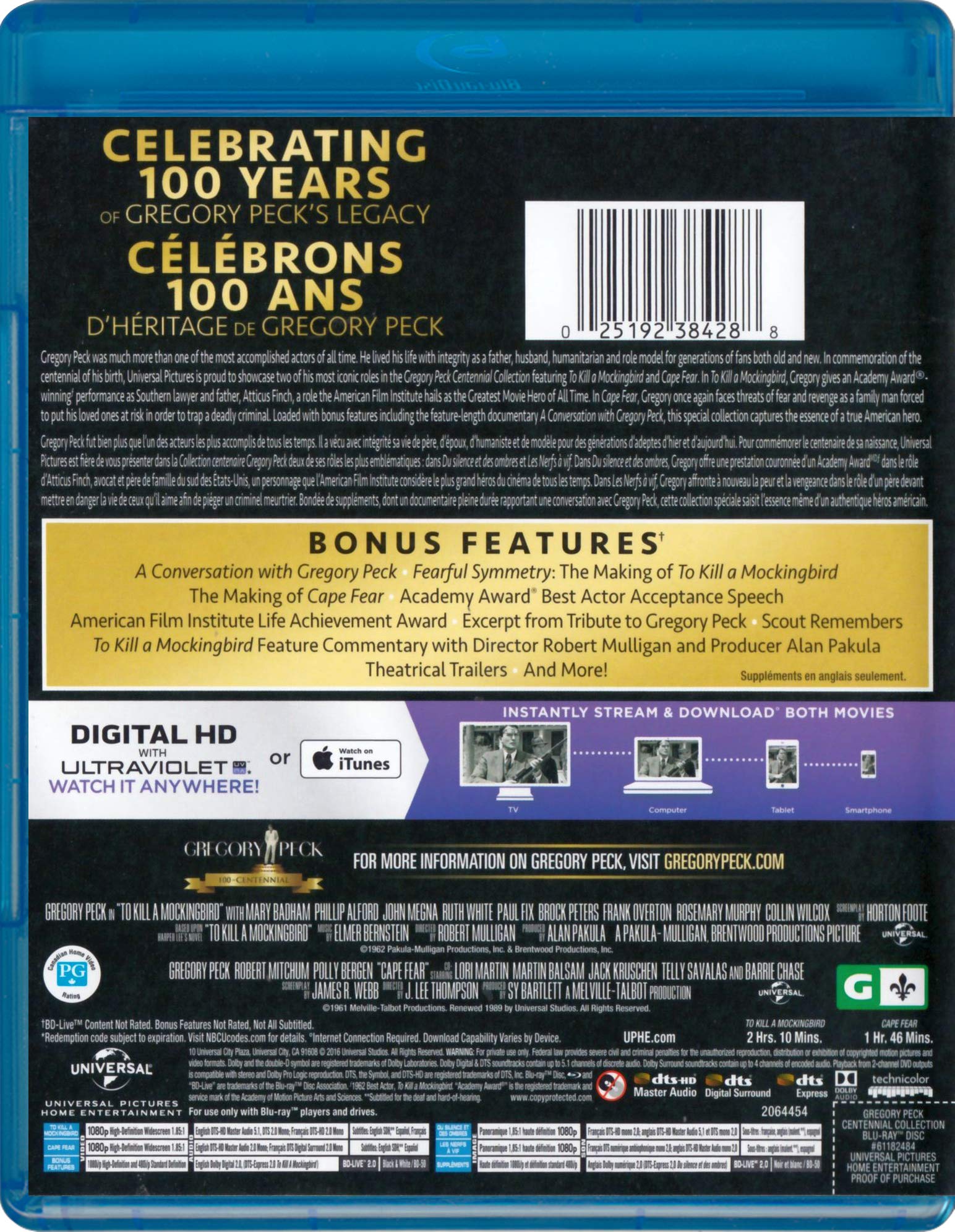 Gregory Peck Centennial Collection (To Kill A Mockingbird / Cape Fear) (Blu-ray)