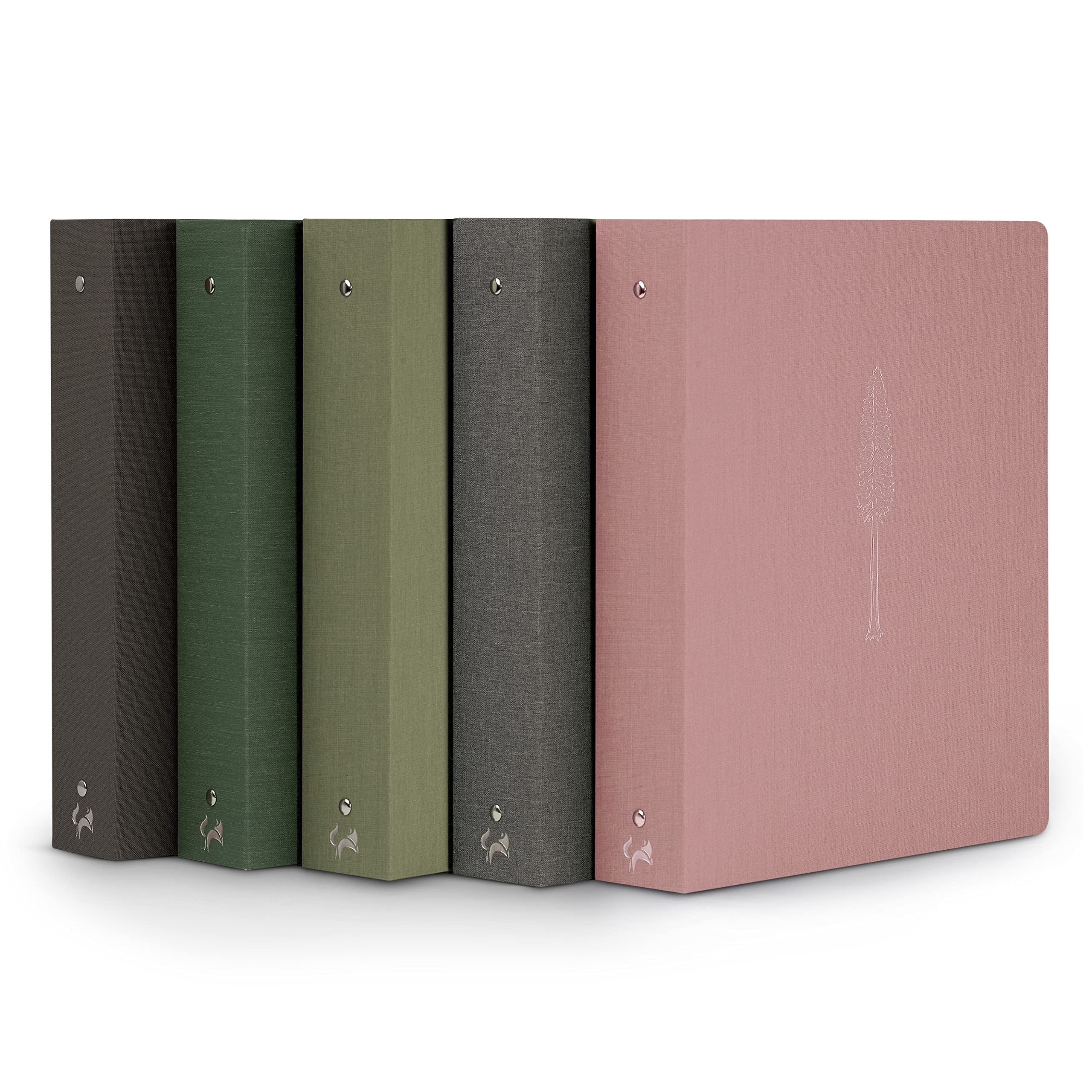 Jumping Fox Design Linen Fabric 3 Ring Binder, 1.5 Inch Binder, for 3 Hole Punch Letter Size Loose Leaf Paper (Letter Size, 3 Round Ring, 1.5", Forest Green)