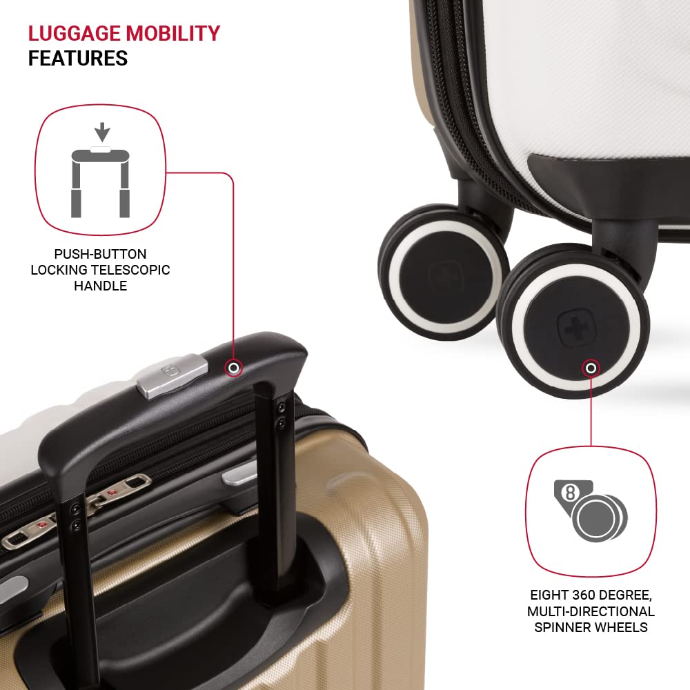 SwissGear Duet Hardside Expandable Luggage with Spinner Wheels, Ivory/Taupe, Carry-On 19-Inch
