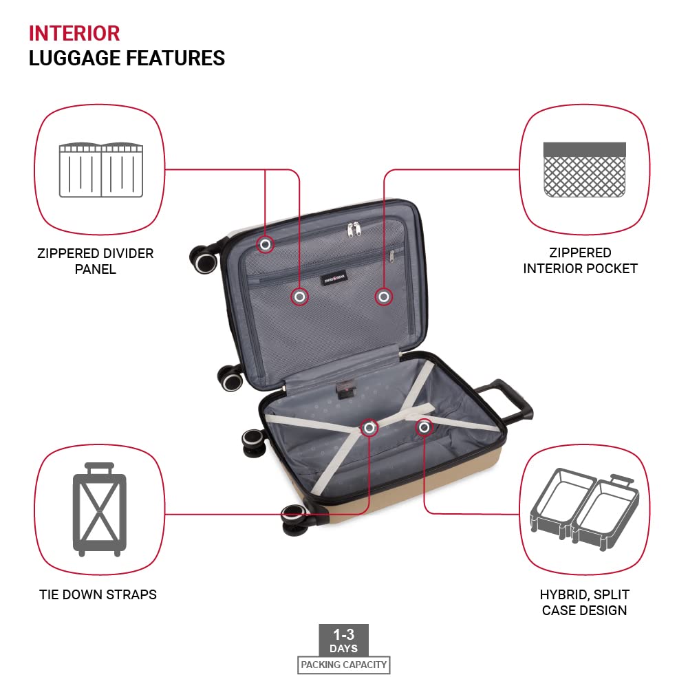 SwissGear Duet Hardside Expandable Luggage with Spinner Wheels, Ivory/Taupe, Carry-On 19-Inch