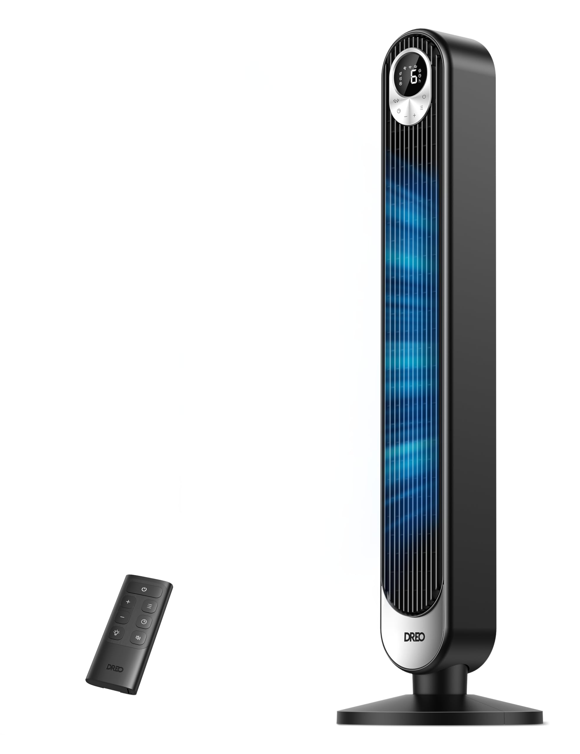 Dreo Tower Fan 42 Inch, Cruiser Pro T1 Quiet Oscillating Bladeless Fan with Remote, 6 Speeds, 4 Modes, LED Display, 12H Timer, Black Floor Standing Fan Powerful for Indoor Home Bedroom Office Room