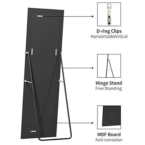 MUAUSU Full Length Mirror - Standing Hanging or Leaning Rectangle Floor Mirror,59''x 18'' Crystal Surround Full Body Mirror Wall Mounted Dressing Mirror for Bedroom Living Room