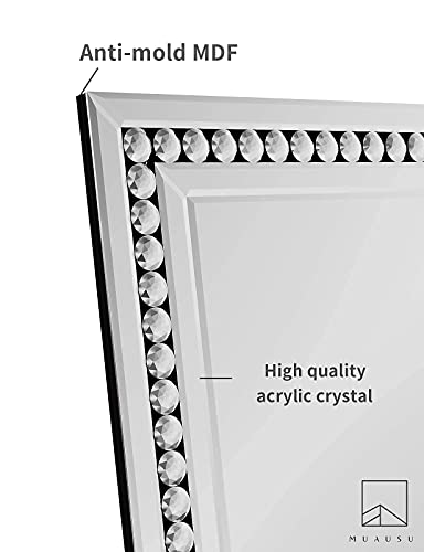 MUAUSU Full Length Mirror - Standing Hanging or Leaning Rectangle Floor Mirror,59''x 18'' Crystal Surround Full Body Mirror Wall Mounted Dressing Mirror for Bedroom Living Room