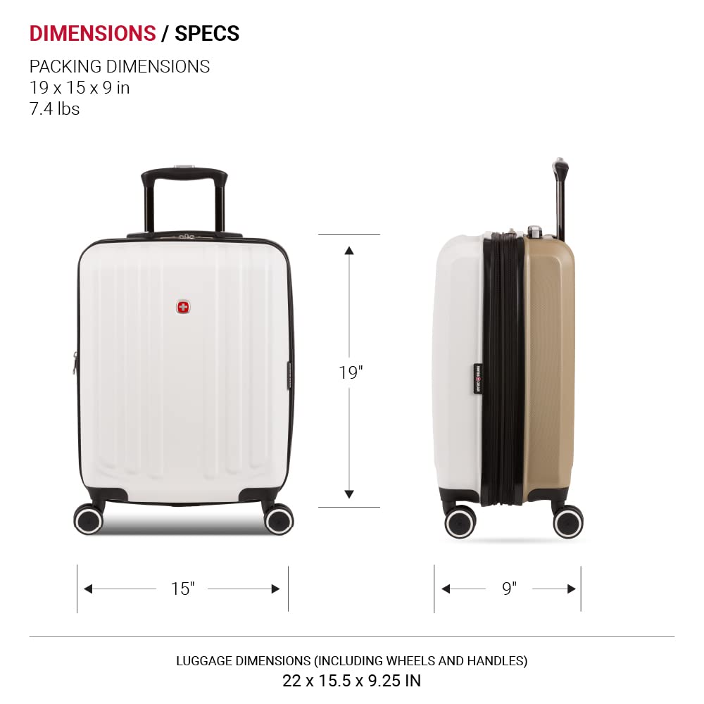 SwissGear Duet Hardside Expandable Luggage with Spinner Wheels, Ivory/Taupe, Carry-On 19-Inch