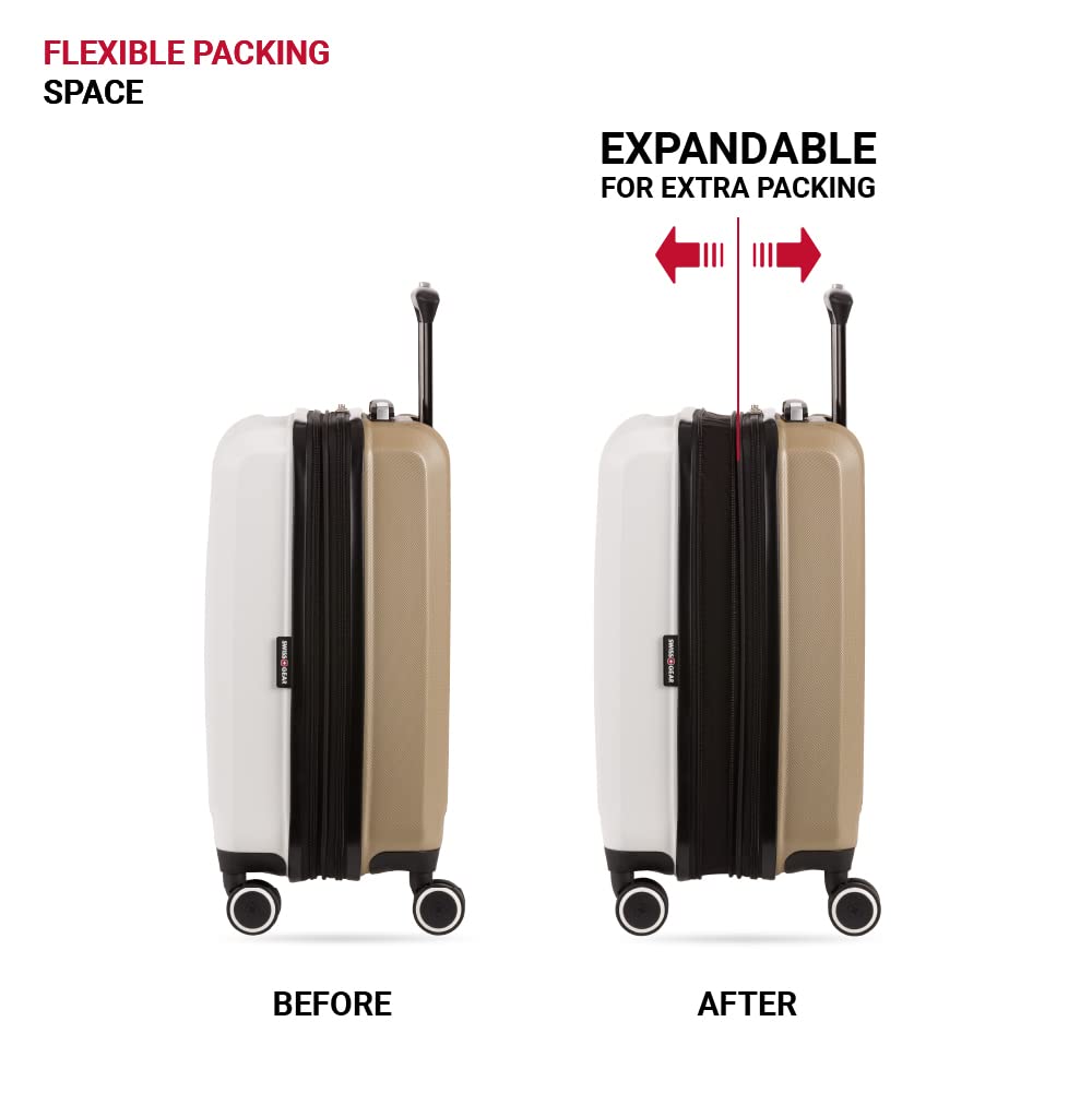 SwissGear Duet Hardside Expandable Luggage with Spinner Wheels, Ivory/Taupe, Carry-On 19-Inch