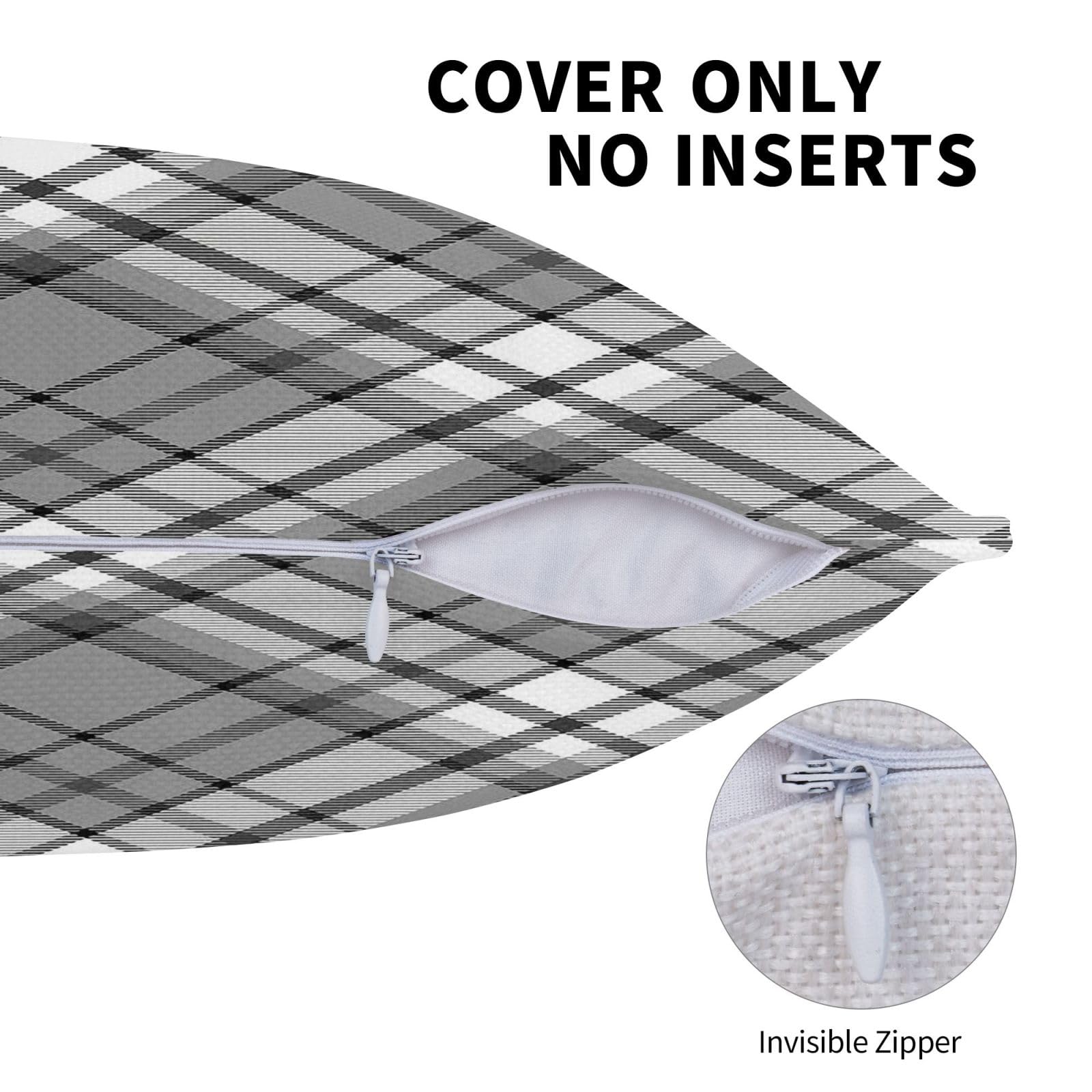 ChangQingArt Plaid Pillow Covers 16x16 Inch, Black and White Plaid Plaid Black Diagonal Fabric Green Scottish Double Sided Decorative Pillows Cases Throw Pillows Covers